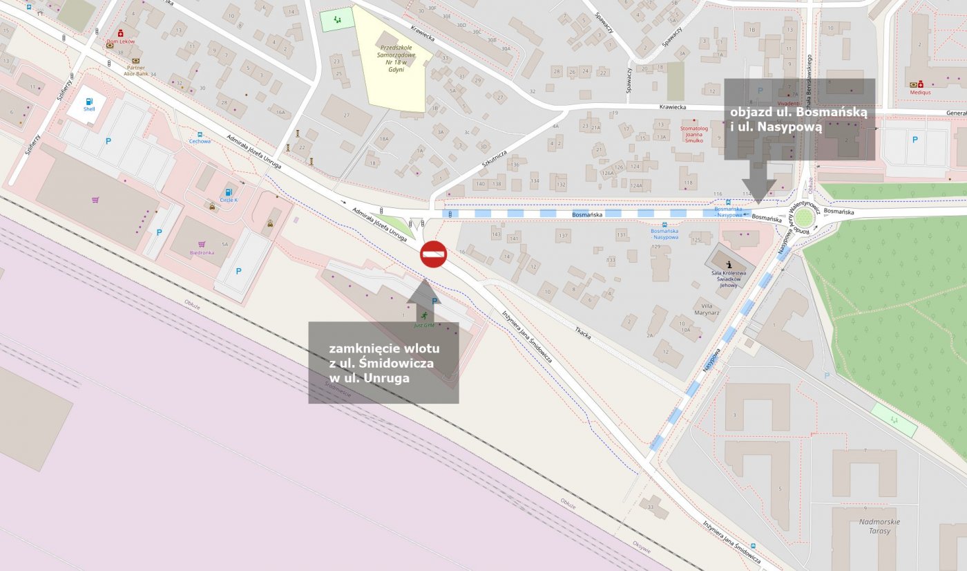 Ul. Unruga - rozpoczęcie prac i zmiany w organizacji ruchu - Gdynia