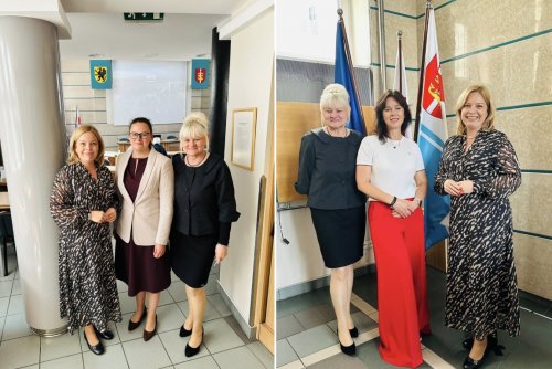 Nowe dyrektorki Anna Piskulak (druga od lewej) i Anna Gulgowska (druga od prawej) w towarzystwie wiceprezydentki Oktawii Gorzeńskiej i naczelniczki Wydziału Edukacji Iwony Tanewskiej (mat. prasowe)